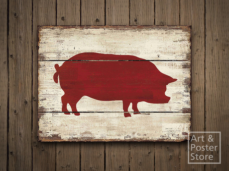 Second Life Marketplace - Pig | Rustic Painted Wooden Sign